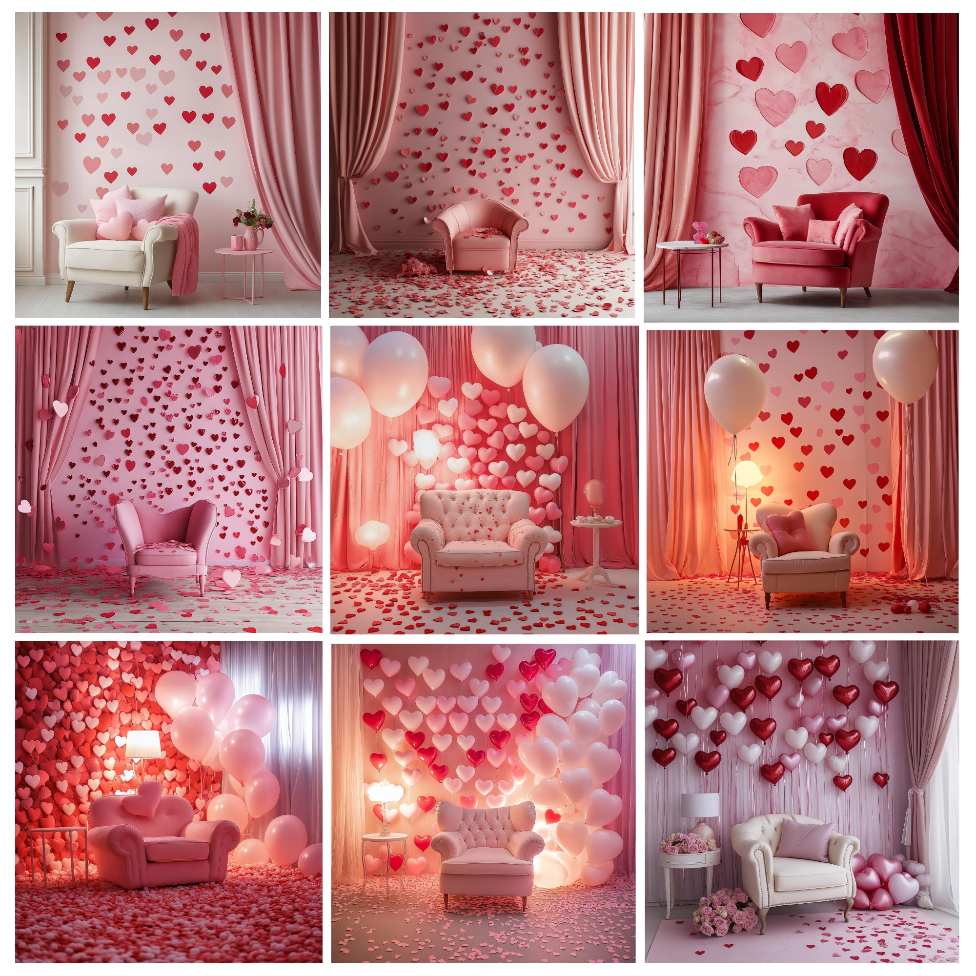 50+ Valentines Digital Backdrop, Heart Studio Digital Background ...