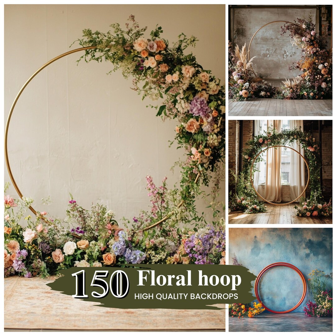 Floral Hoop Digital Backdrops, Maternity Backdrop Overlay, Flower Hoop ...