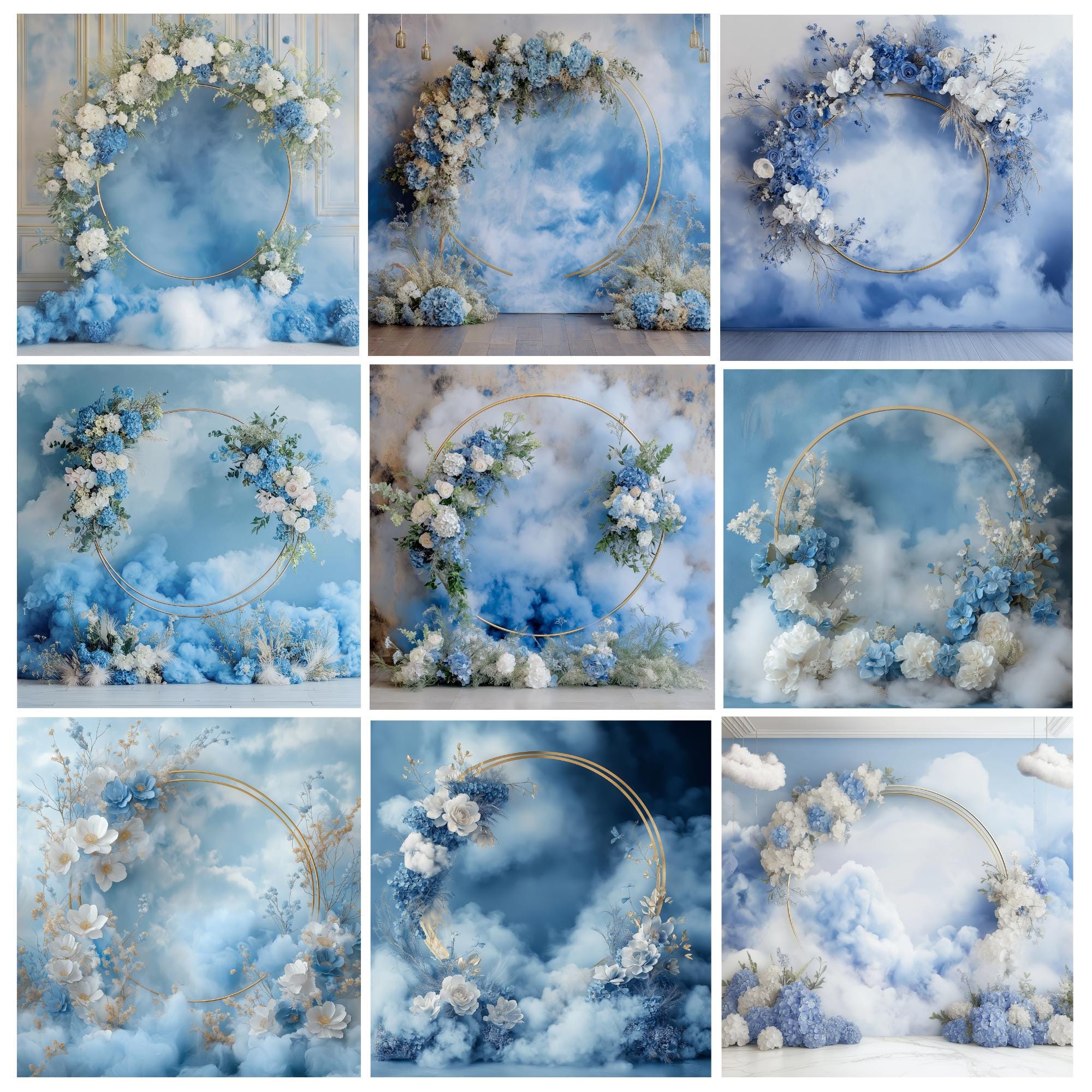 100 Blue Floral Maternity Backdrops, Family Photography, Gender Reveal ...