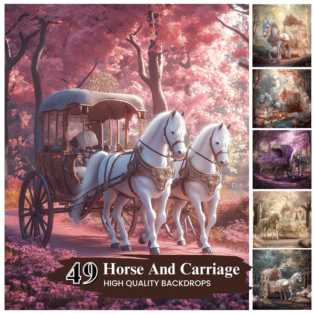 Horse & Carriage Backdrops, Princess Backdrops, Children's Digital ...