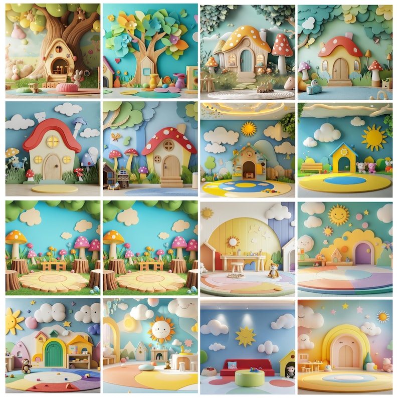 100+ Preschool Daycare Digital Backdrops, Photo Graduation Backdrops ...