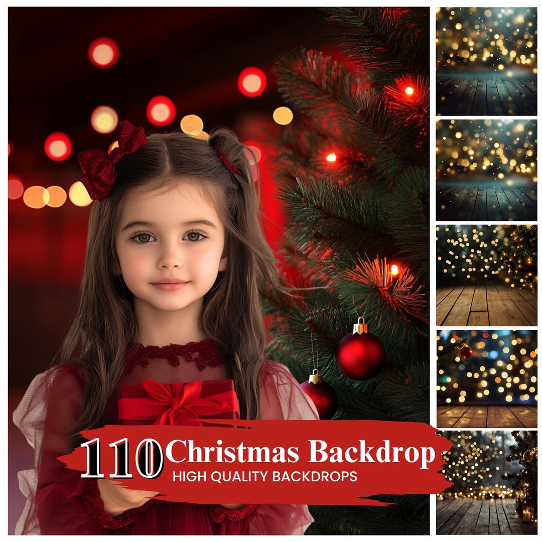 100+ Christmas Bokeh Digital Backdrops, Festive Composite Photography ...