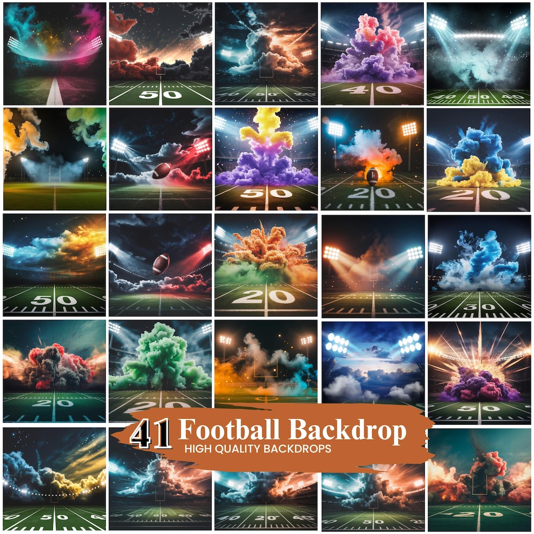 Football Digital Backdrops, Stadium Colored Smoke, Backgrounds for ...