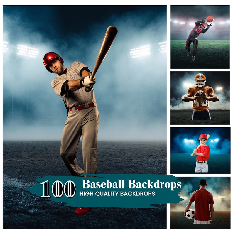100 Baseball Backdrop Digital Bundle, Friday Night Light Overlays ...