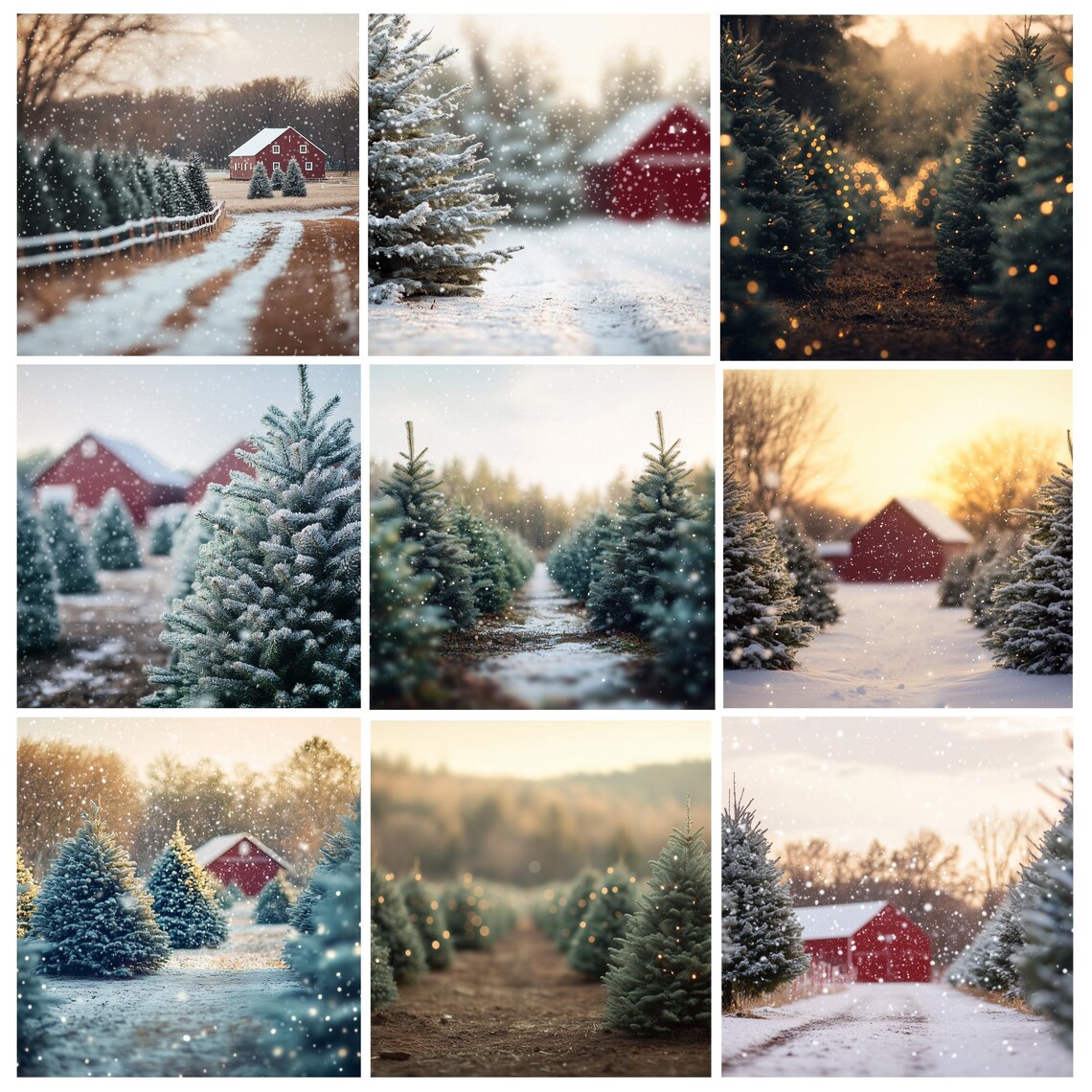 50+ Christmas Tree Farm Digital Backdrops, Winter Backdrop, Holiday ...