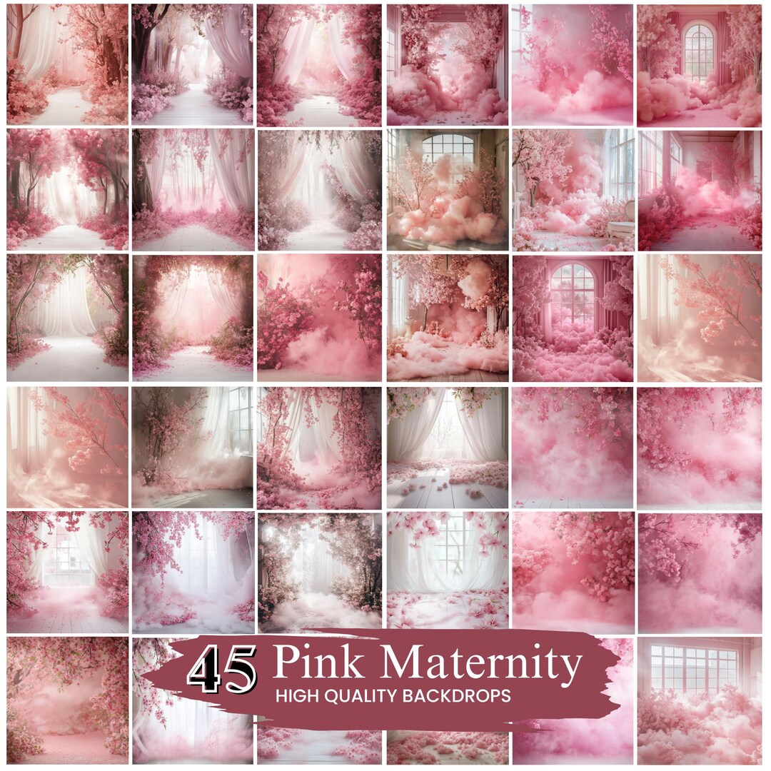 Pink Maternity Digital Backdrop, Floral Maternity Backdrop, Family ...