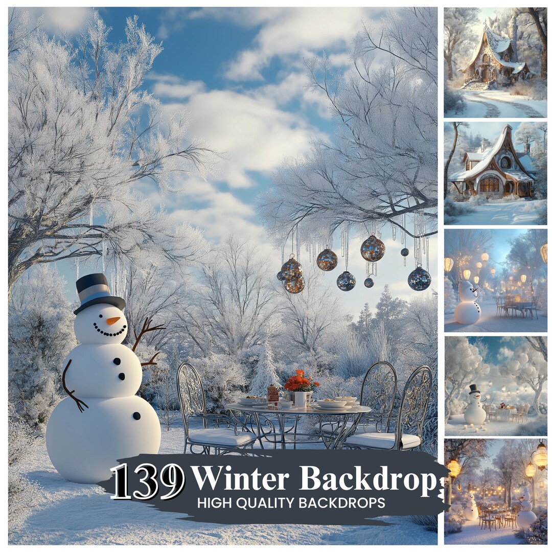 100+ Winter Wonderland Backdrop Bundle, Photoshop Overlays, Photography ...