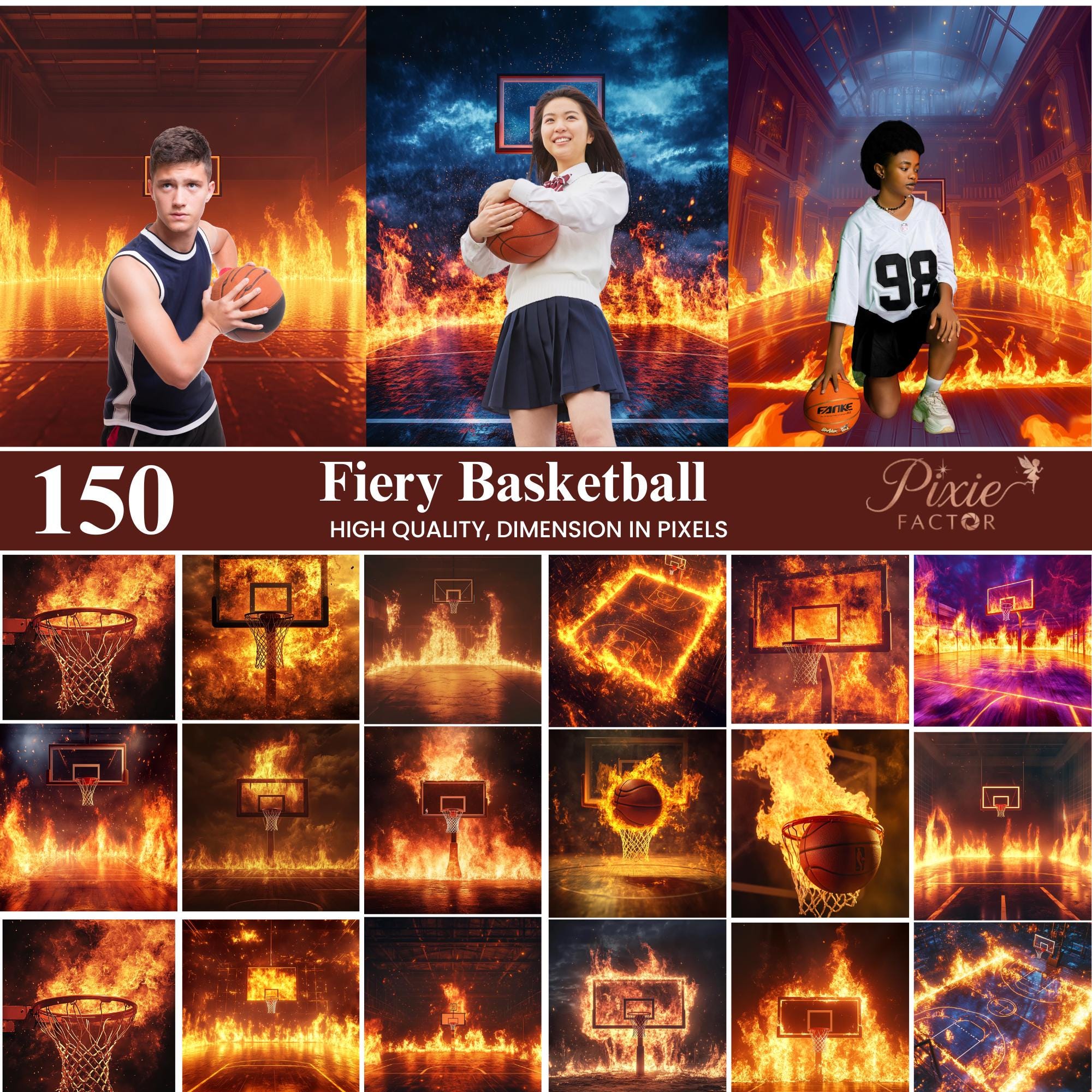100+ Fiery Basketball Backgrounds for Sport Photoshoot, Digital ...