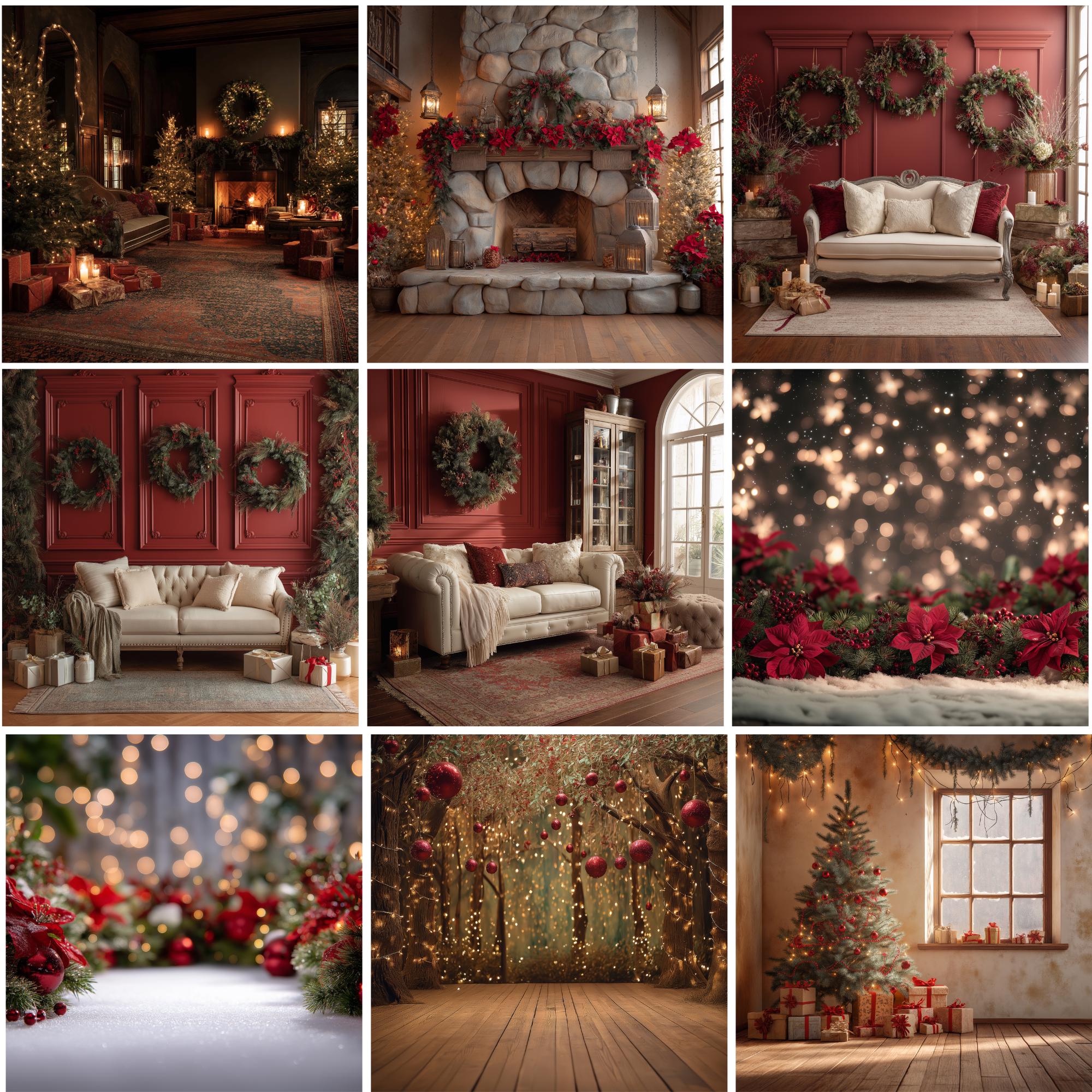 1500+ Christmas Digital Backdrops Mega Bundle, Festive Holiday, Bokeh ...