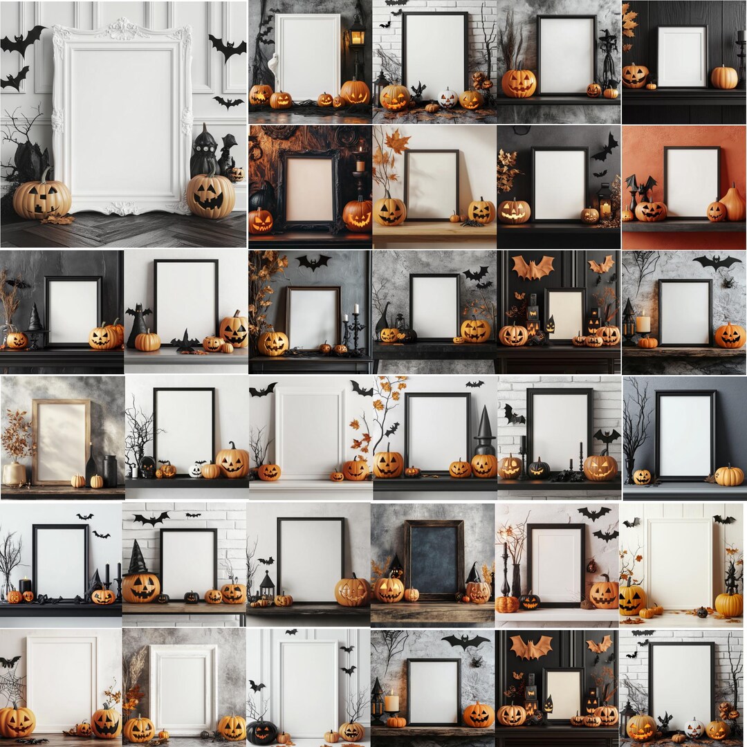 Halloween, Frame Mockup Bundle, Picture Frame Mockup, Pumpkins Frame ...