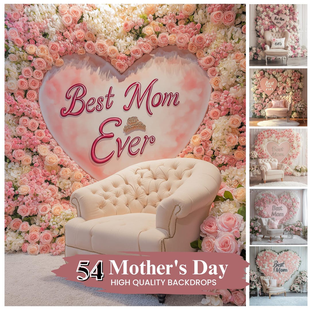 50+ Mother’s Day Digital Backdrops, Pink Roses Wall Backdrops, Best Mom ...