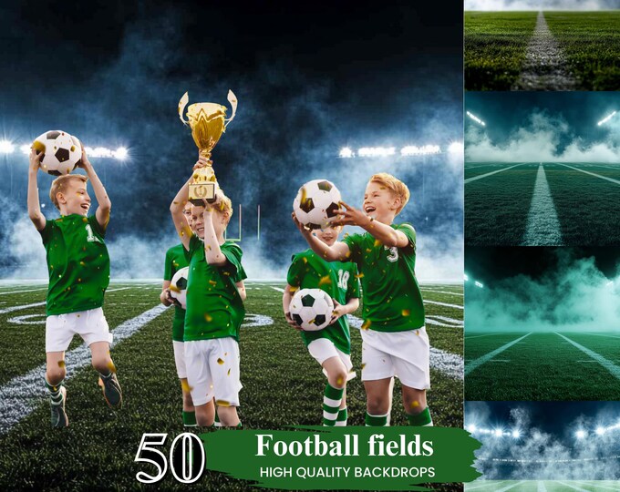 Football Field Background With Smoke and Lights, Football Backdrop ...