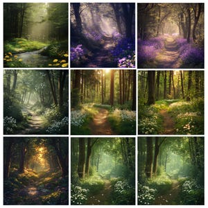 100+ Forest Digital Backdrops, Enchanted Forest Backdrops, Greenery ...