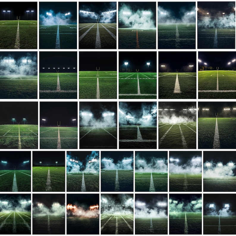150 Football Field Backdrop, Lightning Football Overlays, Smoke & Light ...