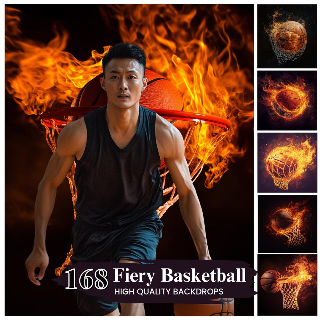 Fiery Basketball Poster Backdrops, Sport Portrait Backdrops ...