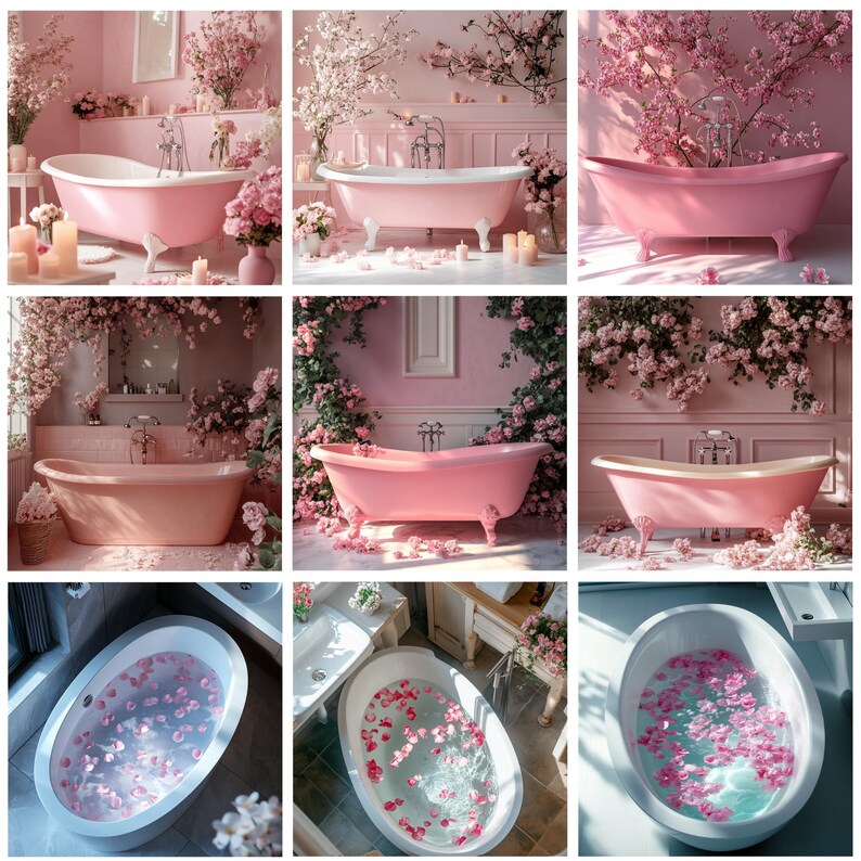 Pink Maternity Tub Digital Backdrop, Elegant Bathtub Maternity Backdrop ...