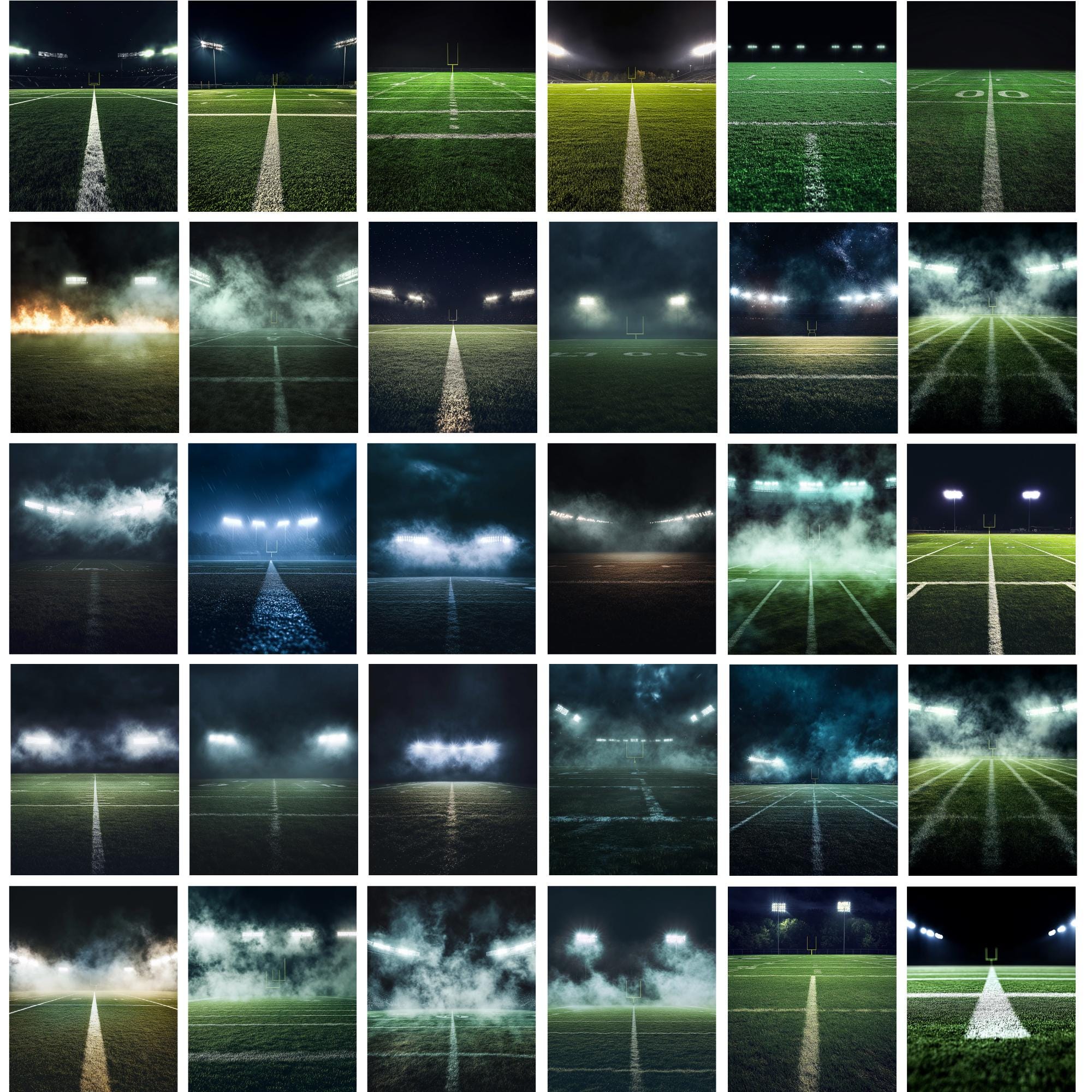 150 Football Field Backdrop, Lightning Football Overlays, Smoke & Light ...