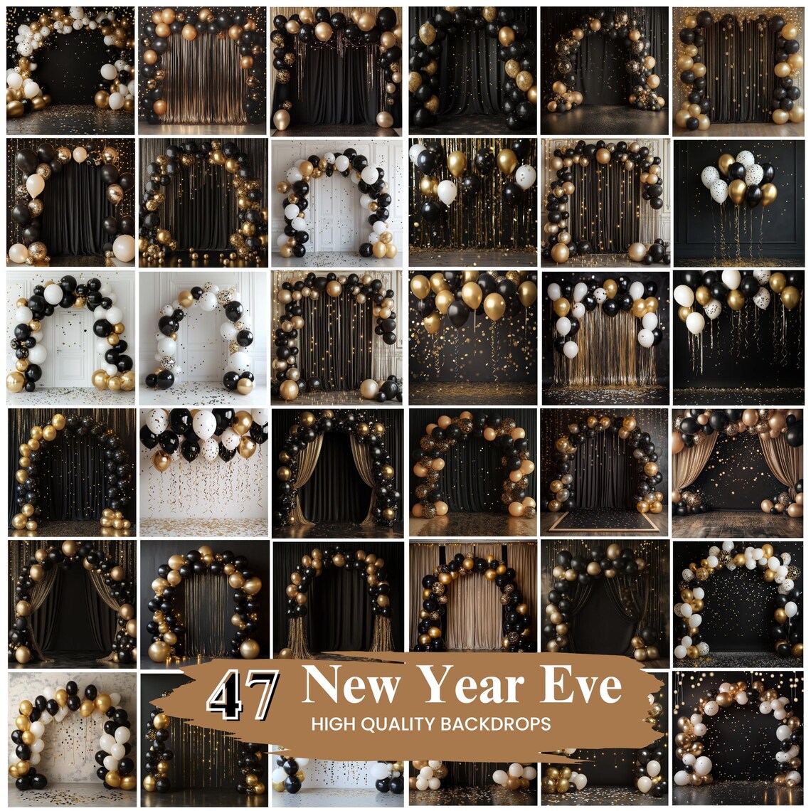 New Years Eve Party Backdrops, Happy New Years Digital Backdrops ...