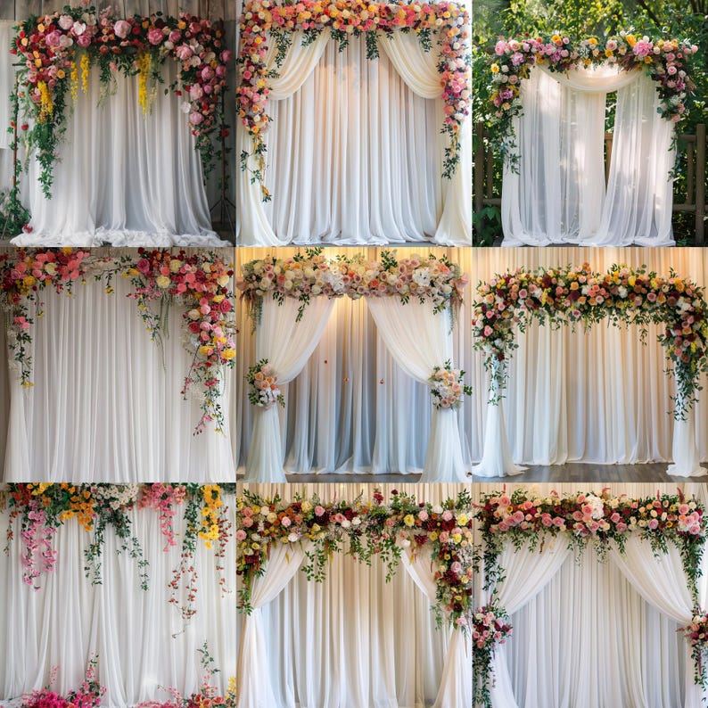 Floral Curtain Digital Backdrop Maternity Backdrop Floral Castle ...