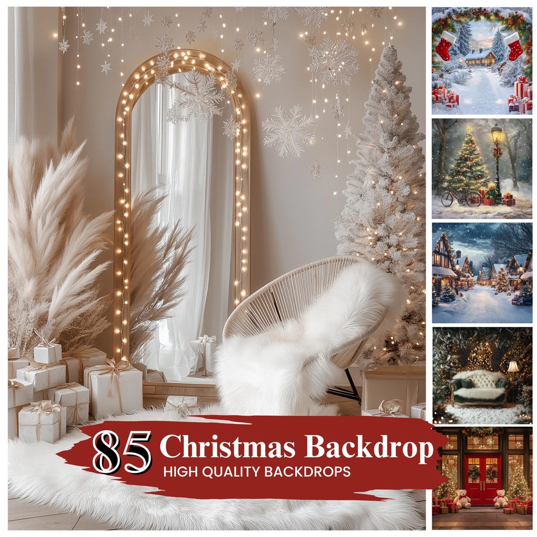 50+ Christmas Digital Backdrop, Festive Holiday Background for ...