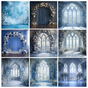 50+ Maternity Digital Backdrop, Blue Floral Maternity Backdrop, Gender ...