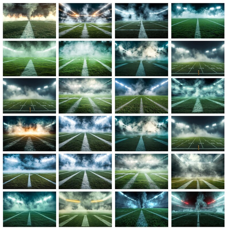 100 Football Professional Backdrop, Lightning Football Field Overlays ...