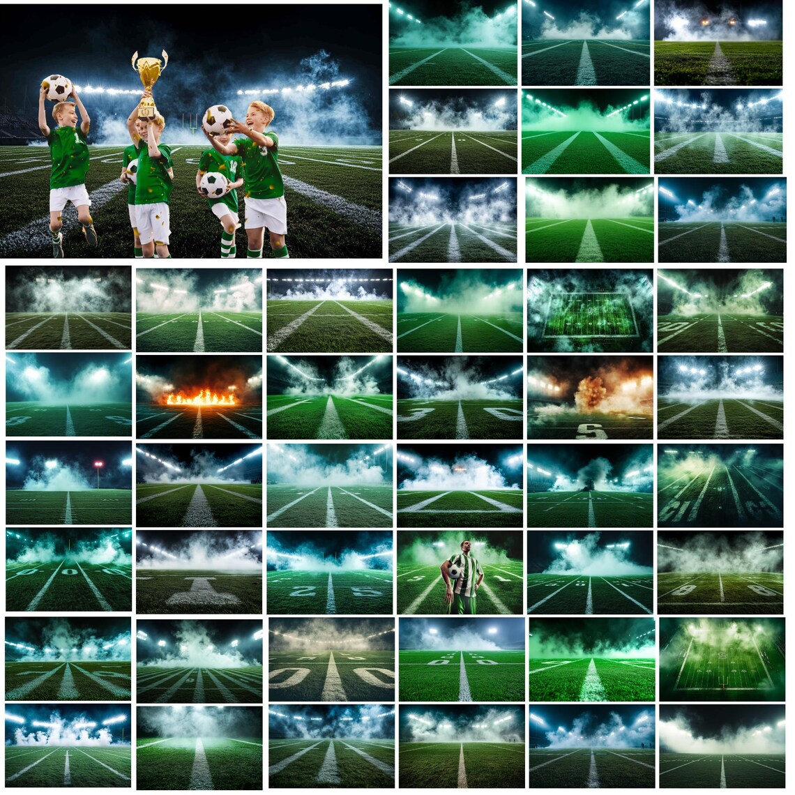 50 Football Field Backdrop Bundle, Digital Backdrops for Sports ...