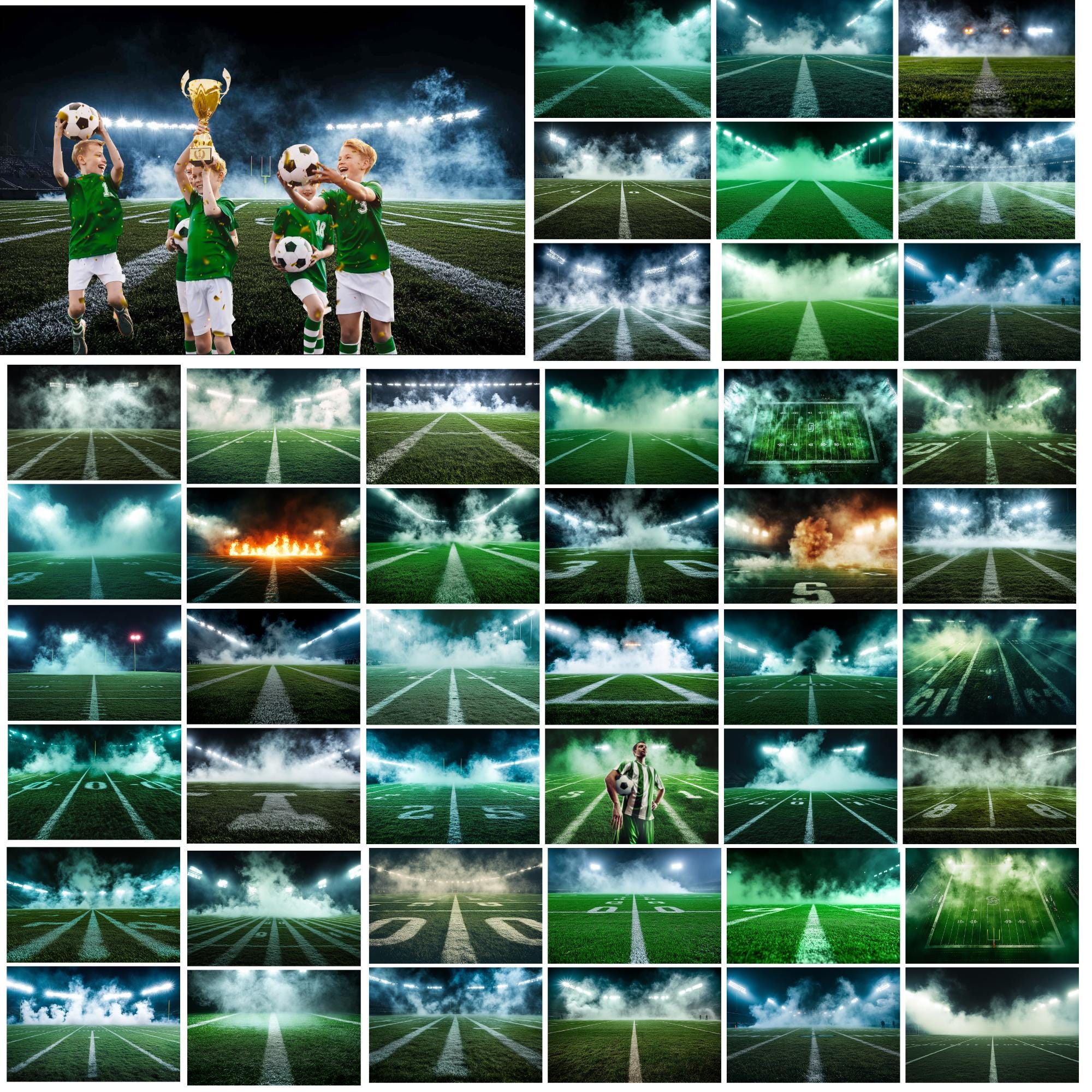 50 Football Field Backdrop Bundle, Digital Backdrops for Sports ...