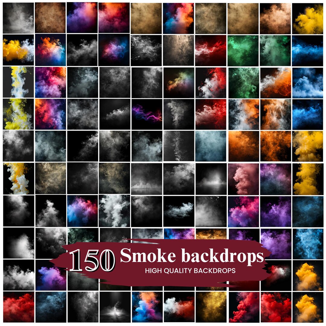 150 Smoke Digital Backdrops, Rainbow Colors Texture Background, Neon ...
