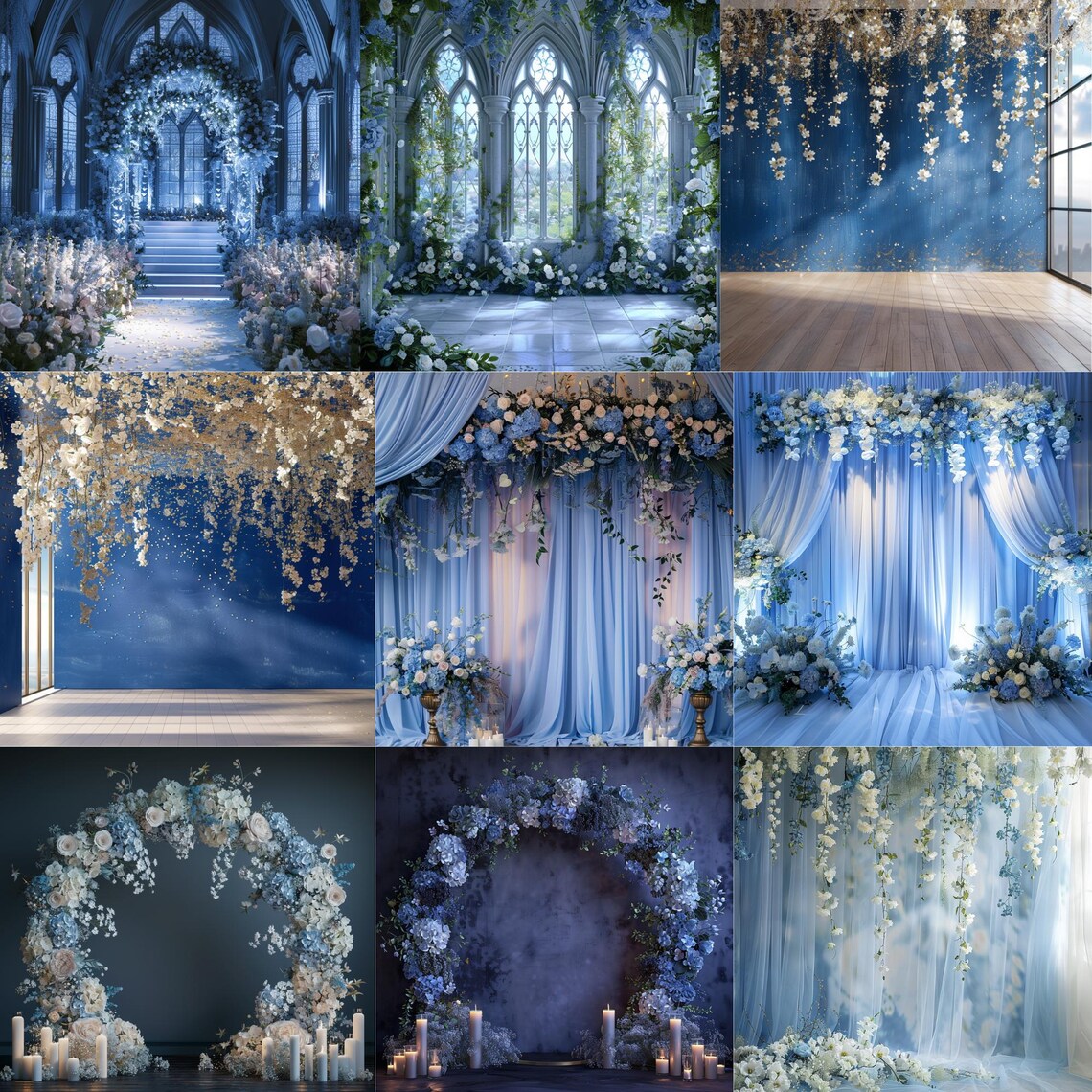 74 Floral Maternity Digital Backdrop, Blue Bundle Family Backdrop ...