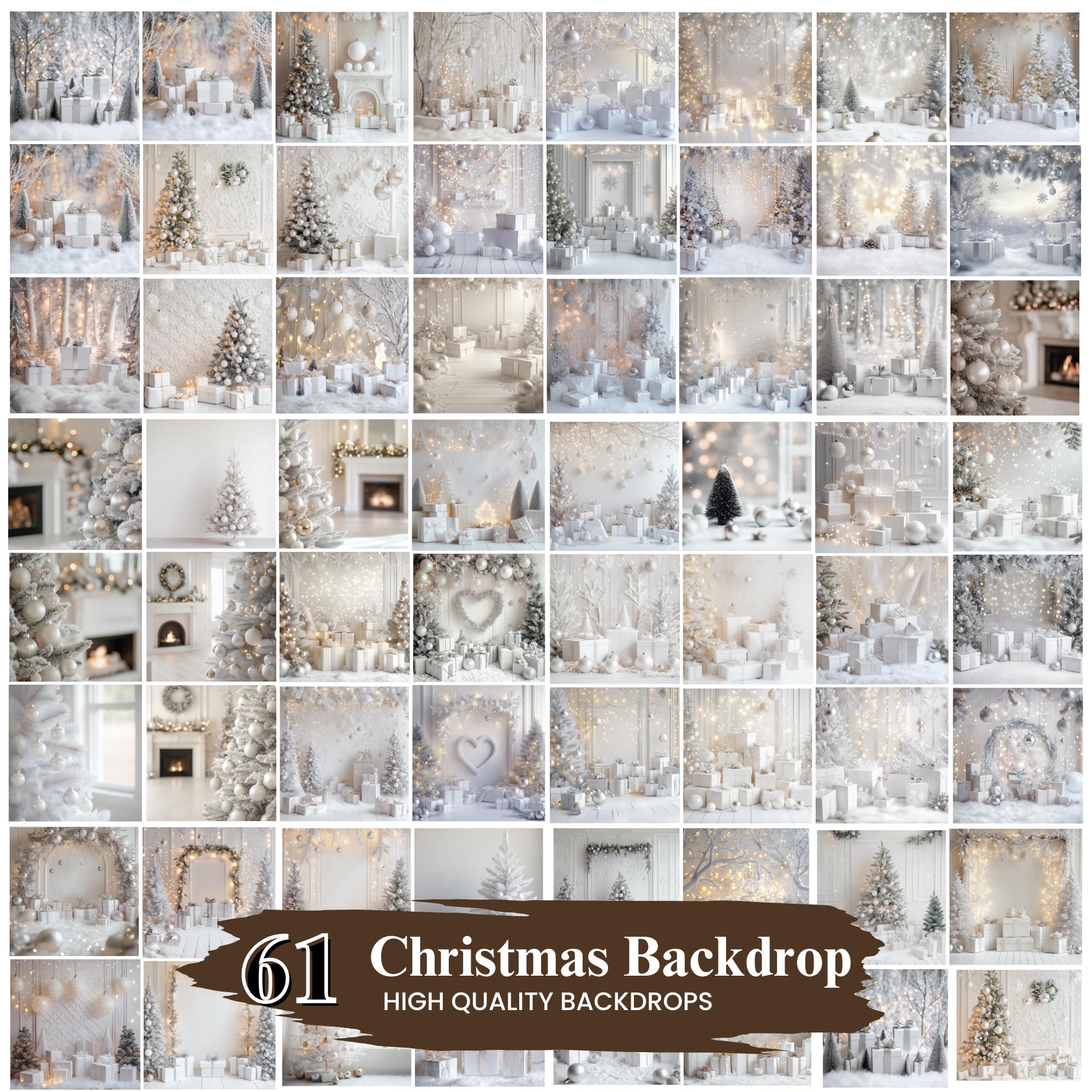 50+ Christmas White Digital Backdrops, Festive Composite Photography ...