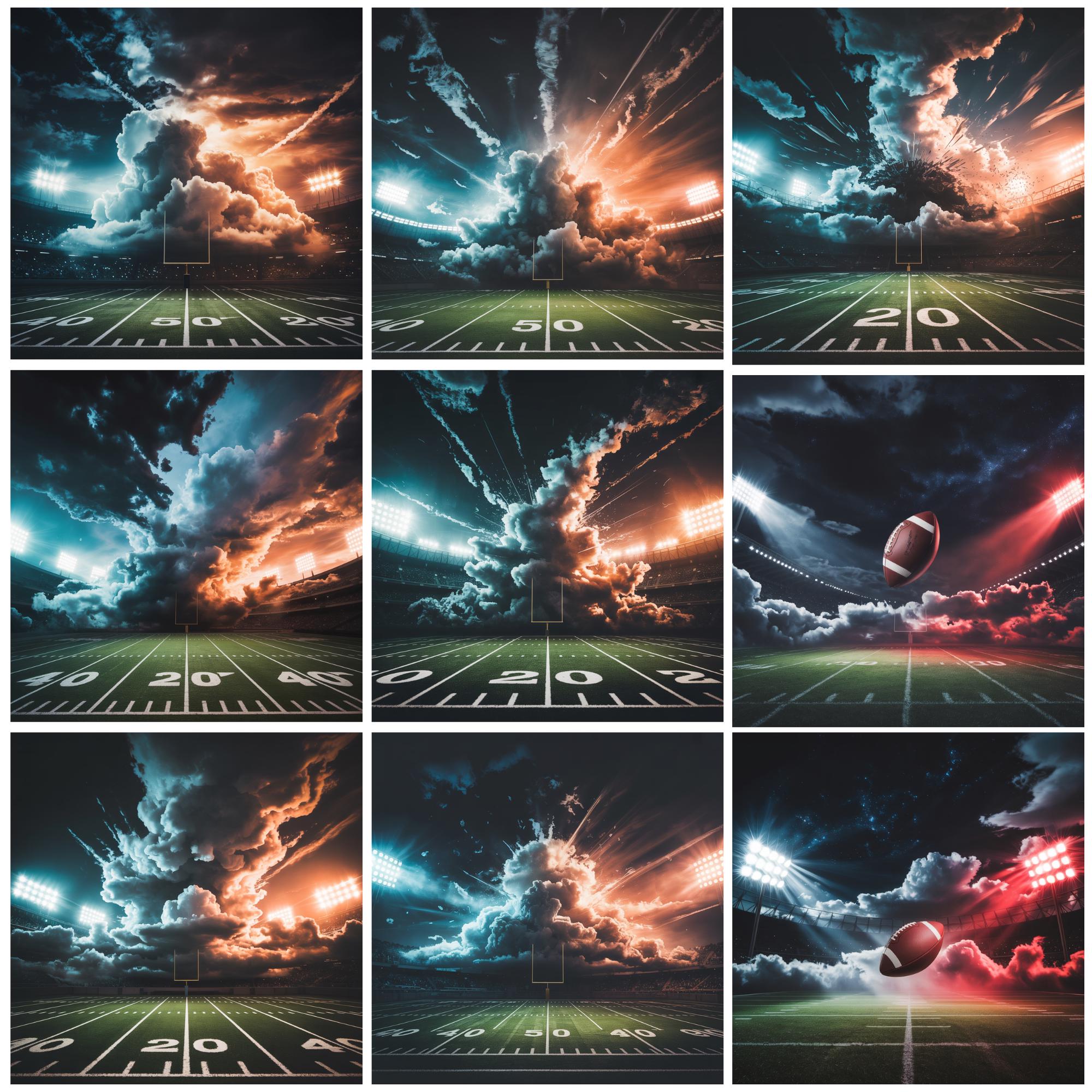 Football Digital Backdrops, Stadium Colored Smoke, Backgrounds for ...