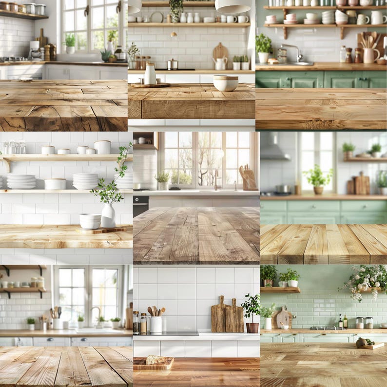 100 Kitchen Backgrounds Bundle, Kitchen Countertop Mockup for Product ...