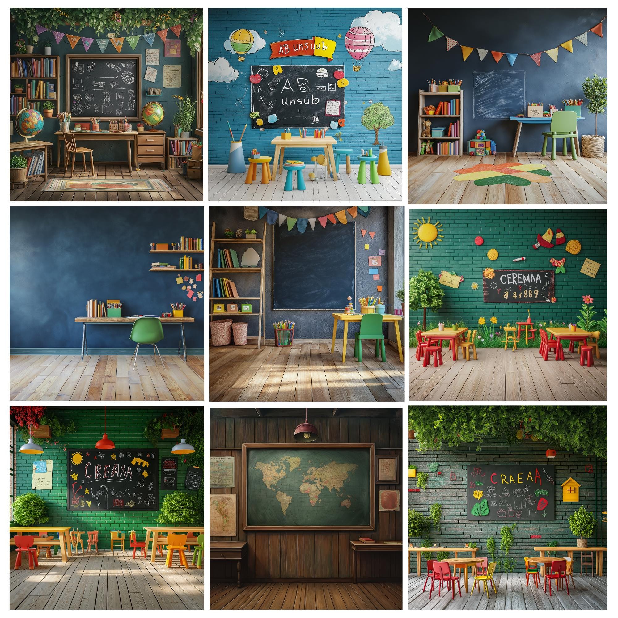 50+ Back to School Backdrops, Chalkboard Classroom Photography Props ...