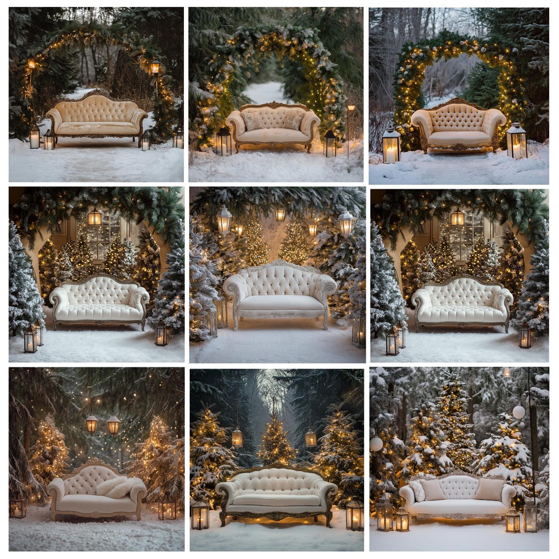 30+ Christmas Tree Couch Digital Backdrops, Christmas Template ...