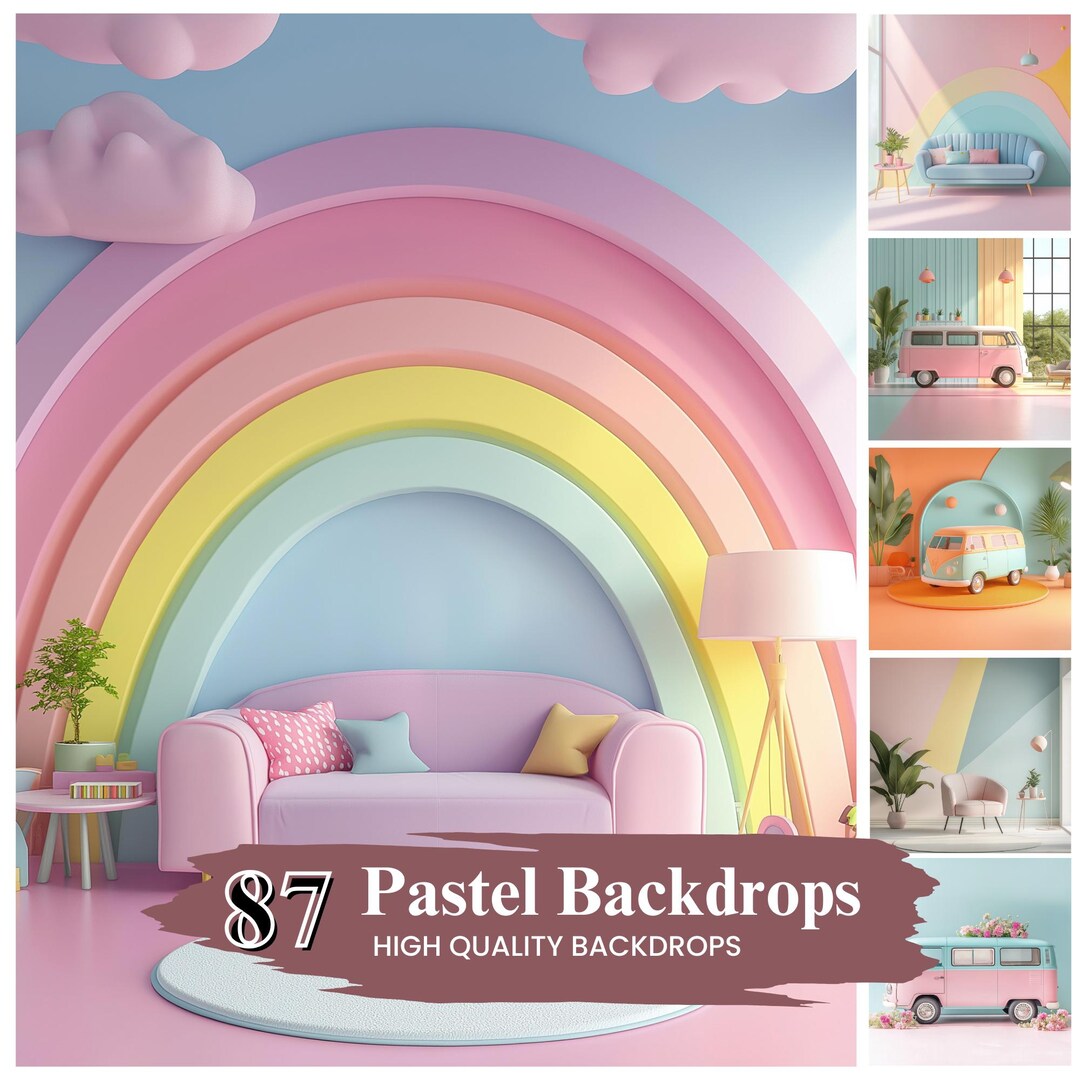80+ Pastel Digital Backdrops, Baby Birthday Backdrops, Cake Smash ...
