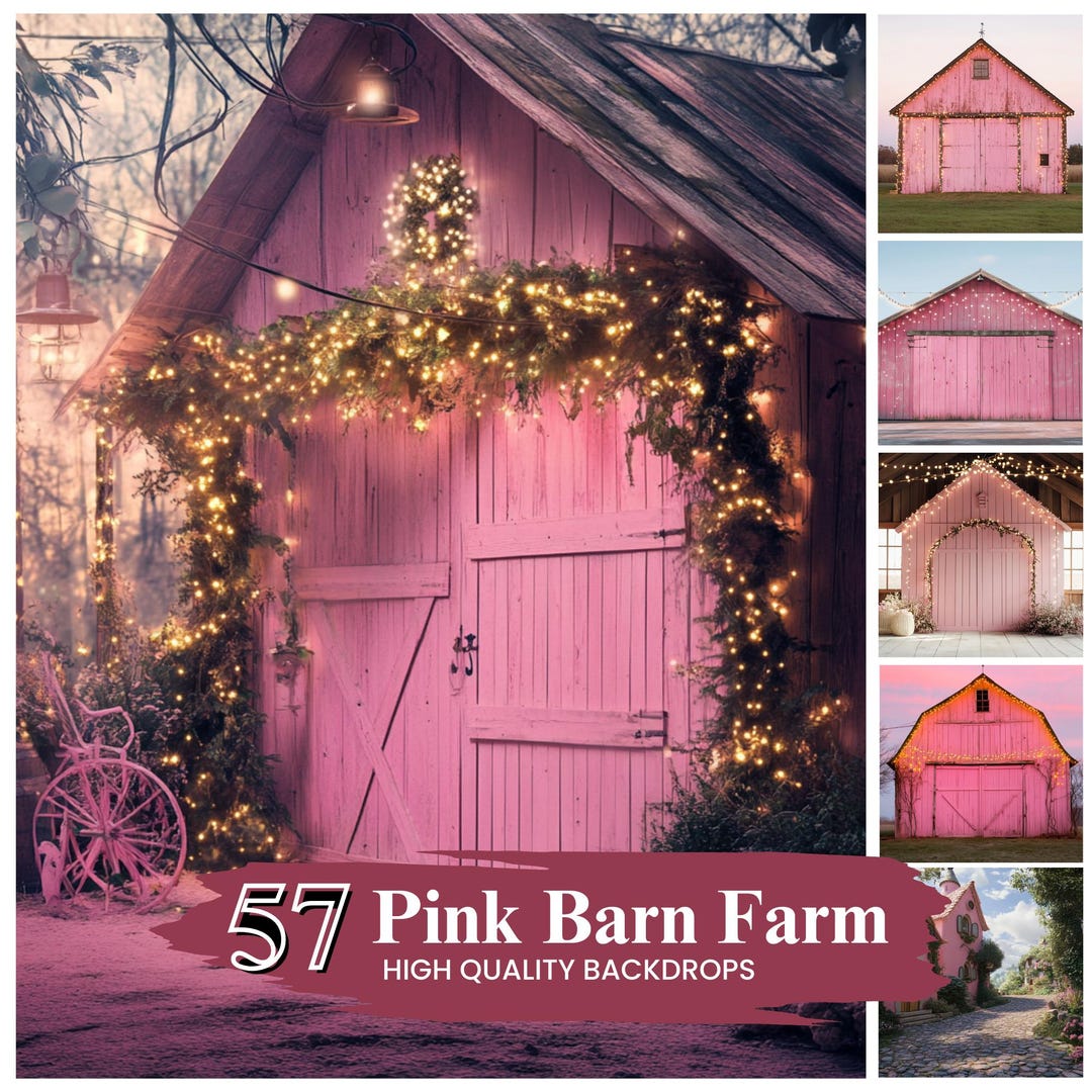 50 Pink Barn Backdrop, Boho Maternity Digital Backdrop for Kids, Farm ...