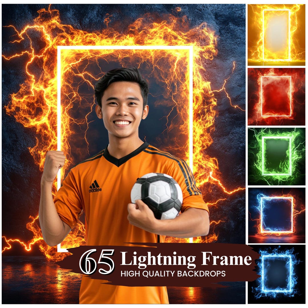 60+ Fire & Lightning Frame Digital Photo Backdrops, for Sports ...