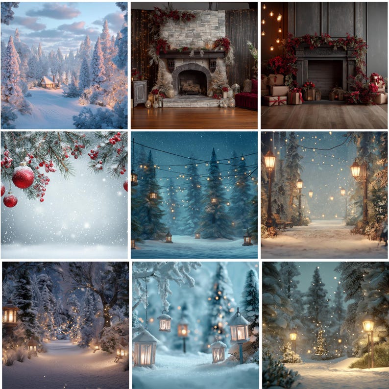 40+ Magic Christmas Winter Backdrop, Festive Holiday Scenes, Studio ...