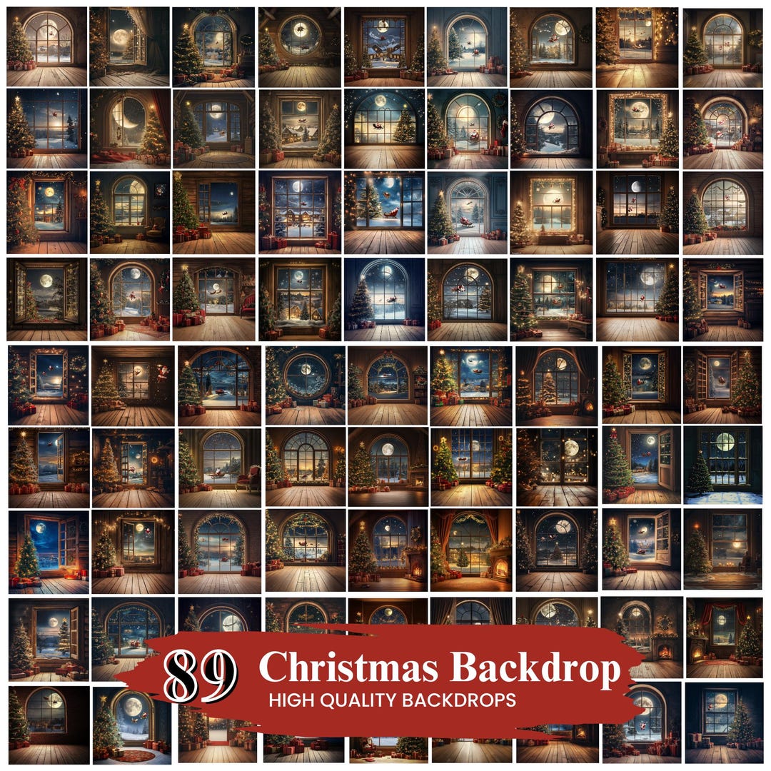 50+ Magical Christmas Eve Digital Backdrops, Winter Holiday Studio ...