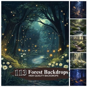 100+ Forest Digital Backdrops, Enchanted Forest Backdrops, Greenery ...