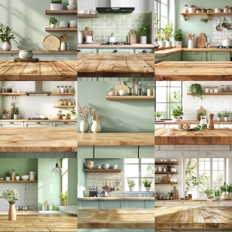 100 Kitchen Backgrounds Bundle, Kitchen Countertop Mockup for Product ...
