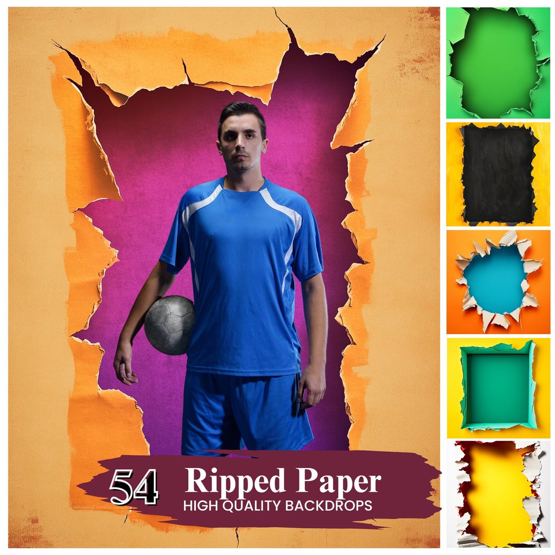 50+ Ripped Paper Sports Digital Backdrops, Sports Photoshop Template ...