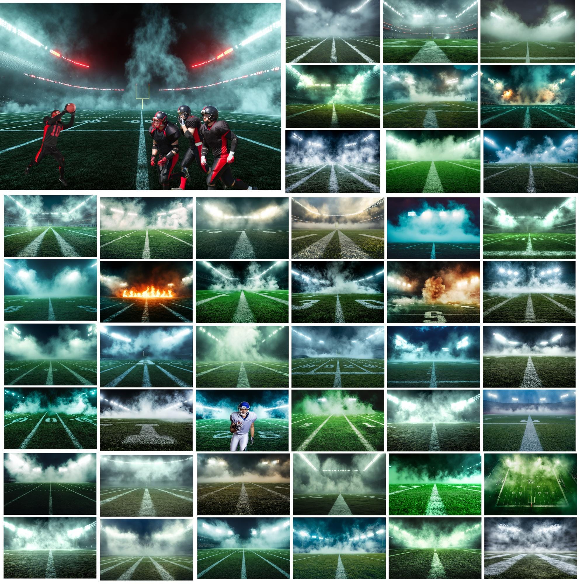 100 Football Professional Backdrop, Lightning Football Field Overlays ...