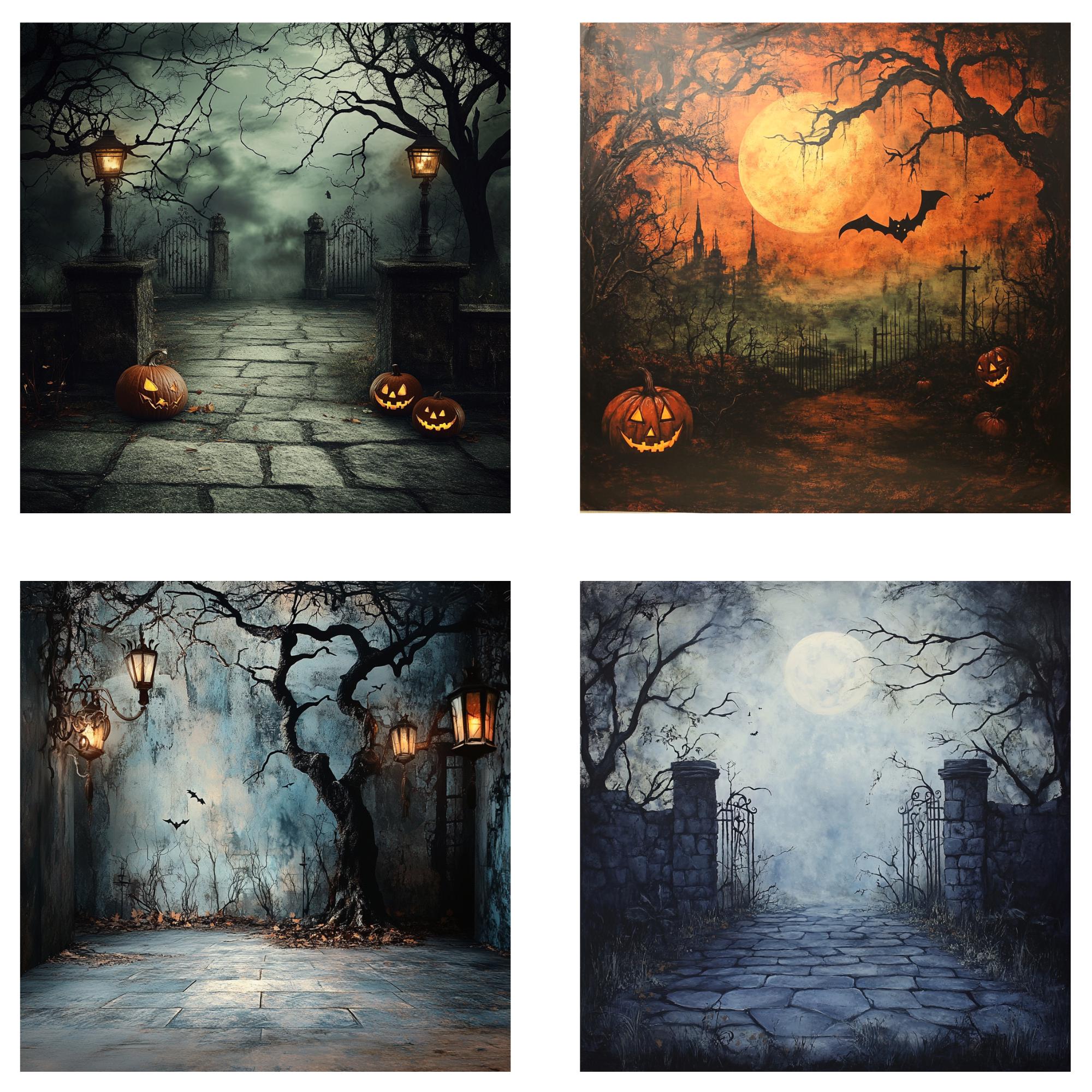 200 Halloween Digital Backdrops Bundle, Autumn Path Overlay With ...