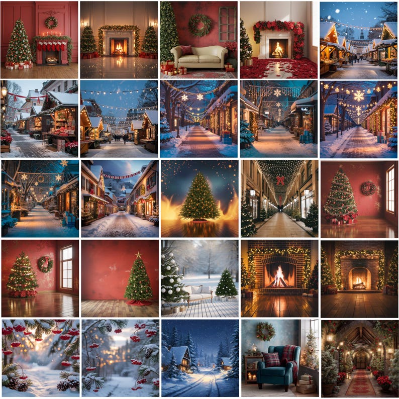 1500+ Christmas Digital Backdrops Mega Bundle, Festive Holiday, Bokeh ...