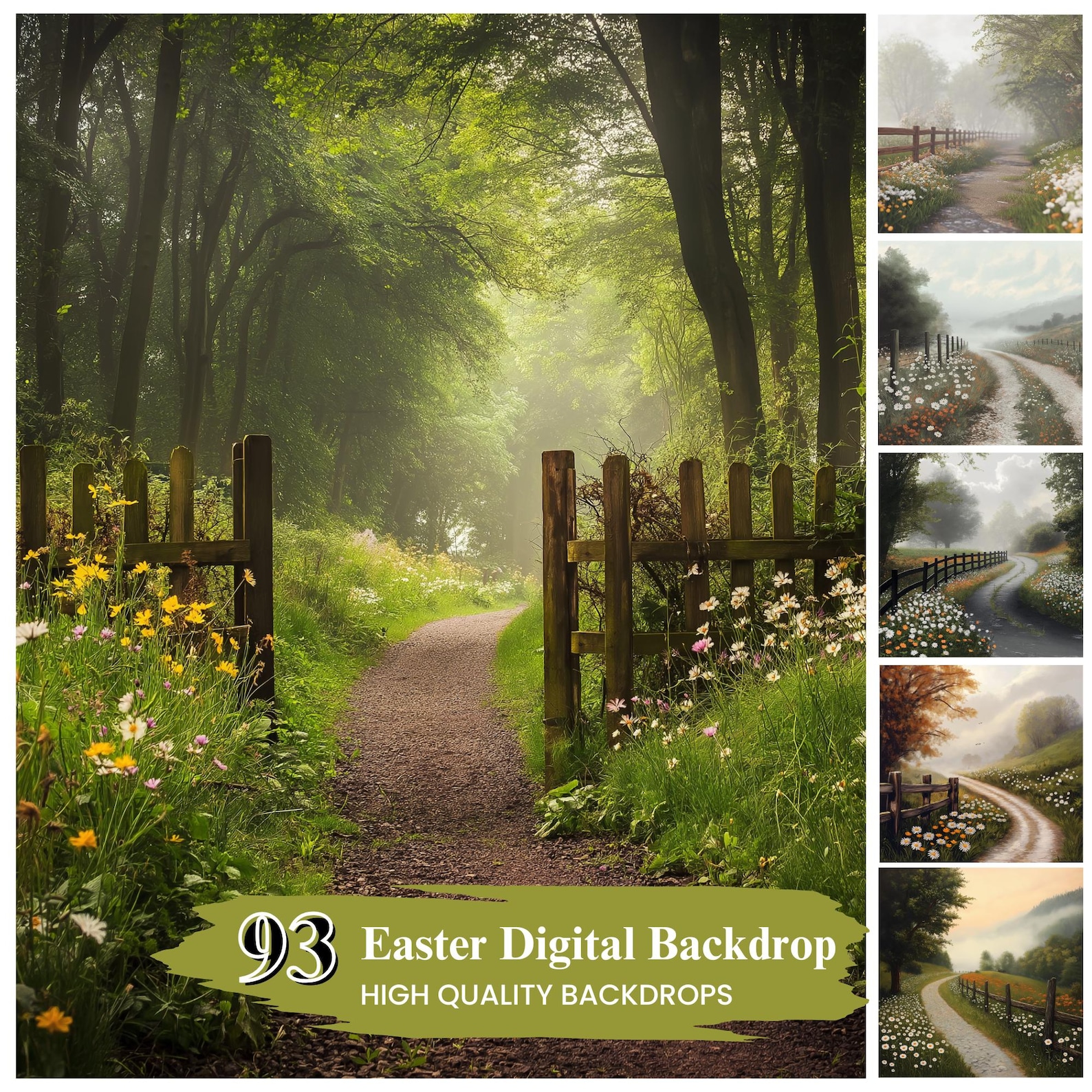50+ Easter Digital Backdrops, Spring Background, Easter Backdrop ...