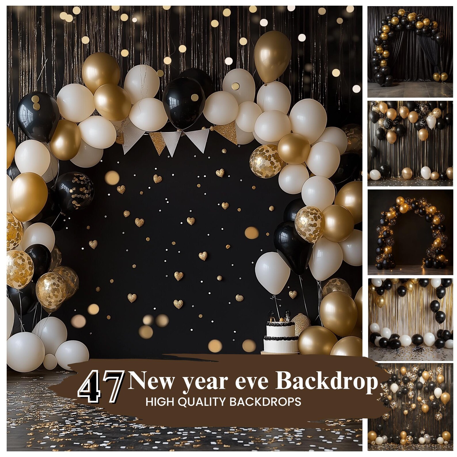 New Years Eve Party Backdrops, Happy New Years Digital Backdrops ...