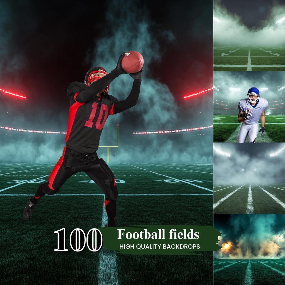 100 Football Professional Backdrop, Lightning Football Field Overlays ...