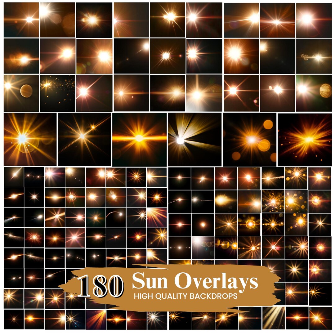 150+ Sun Overlays Digital Backdrop, Natural Light Leaks Overlays, Sun ...
